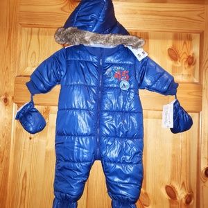 Absorba | Jackets & Coats | Nwt Absorba Snow Suit Blue Faux Fur Hood ...